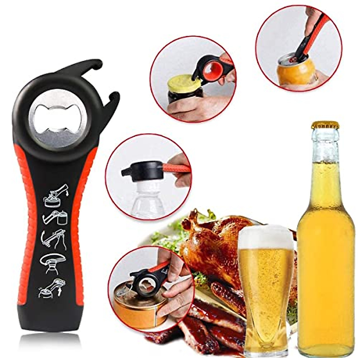 Jar Opener - Jar Opener for Seniors with Arthritis Multi Jar Opener for Weak Hands, 5-in-1 Bottle Opener 4-in-1 Non Slip Jar Lid Opener Gripper Pad