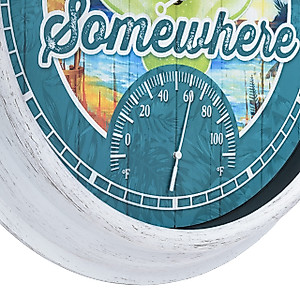 La Crosse 433-3841MV7T 15.75" Indoor/Outdoor Quartz Wall Clock w/Temp - It's 5 O'Clock Somewhere