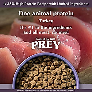 Taste of the Wild Prey Real Meat High Protein Turkey Limited Ingredient Dry Cat Food Grain-Free Recipe Made with Real Cage-Free Turkey, and Includes Probiotics for All Life Stages 6lb