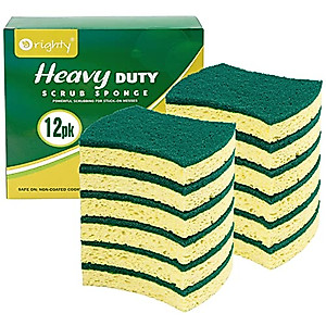 ORIGHTY Heavy Duty Cellulose Scrub Sponges Kitchen, Powerful Scrubbing & Cleaning, Suitable for Washing Dishes and Kitchen Cleaning, Absorbent & Rich Foam, 12 Count
