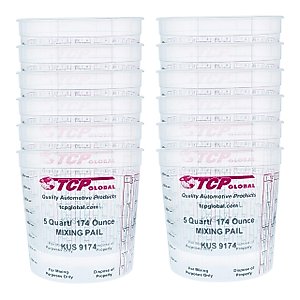 Custom Shop/TCP Global (Pack of 12 - Mix Cups/Buckets - 5 Quart) - (174 Ounce Volume Paint and Epoxy Mixing Cups)