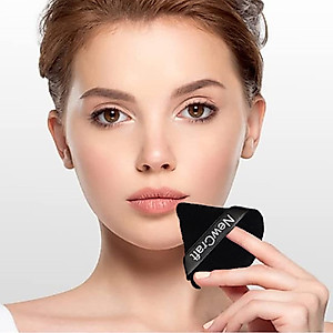 NewCraft 10 Pieces Powder Puffs Set for Face Makeup, Triangle Puff Soft Velour Loose Powder Mineral with Delicate Ribbon, Cosmetic Setting Puff Cute Beauty Make Up Tool