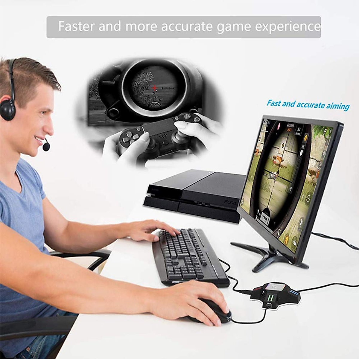 Voltage converter-Travel plug adapter, for Switch /PS4/PS3 Chargers KX USB game controller converter keyboard mouse switch