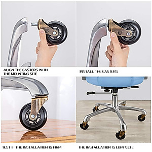 LPHY Office Chair Wheels (Set of 5) - 3'' Smooth Rolling Heavy Duty Casters - Safe for All Floors Including Hardwood - Universal Stem 7/16 Inch