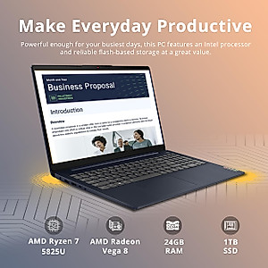 Lenovo IdeaPad 3 15.6" FHD Laptop, AMD Ryzen 7 5825U, 24GB RAM, 1TB PCIe SSD, AMD Radeon Vega 8, Fingerprint Reader, 720p HD Webcam, Wi-Fi 6, HDMI, Win 11, Blue, 32GB Hotface USB Card (Renewed)