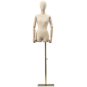 Tailors Dummy Female Mannequin Torso Body with Adjustable Golden Stand |for Clothing Dress Jewelry Display Dressmakers Dummy