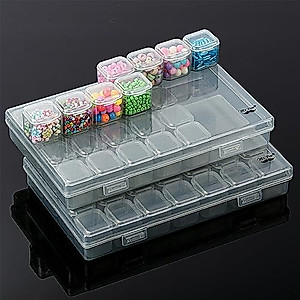 Mr. Pen-Bead Storage Containers, 28 Grids, 2 Pack, Grey, 160pcs Label Stickers, Bead Organizer, Craft Organizers and Storage, Bead Containers for Organizing, Bead Organizers and Storage, Bead Box