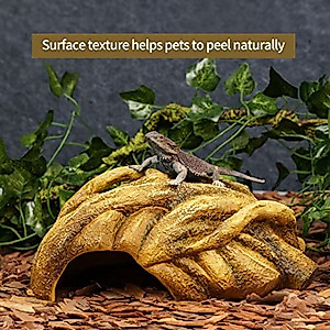 Cosyall Reptile Hide Resin Tree Stump Snake Hide and Cave Hideout Terrarium Habitat Reptile Tank Accessories Decor Leopard Gecko Habitat Shelter for Lizard Spider Frog Amphibians Medium