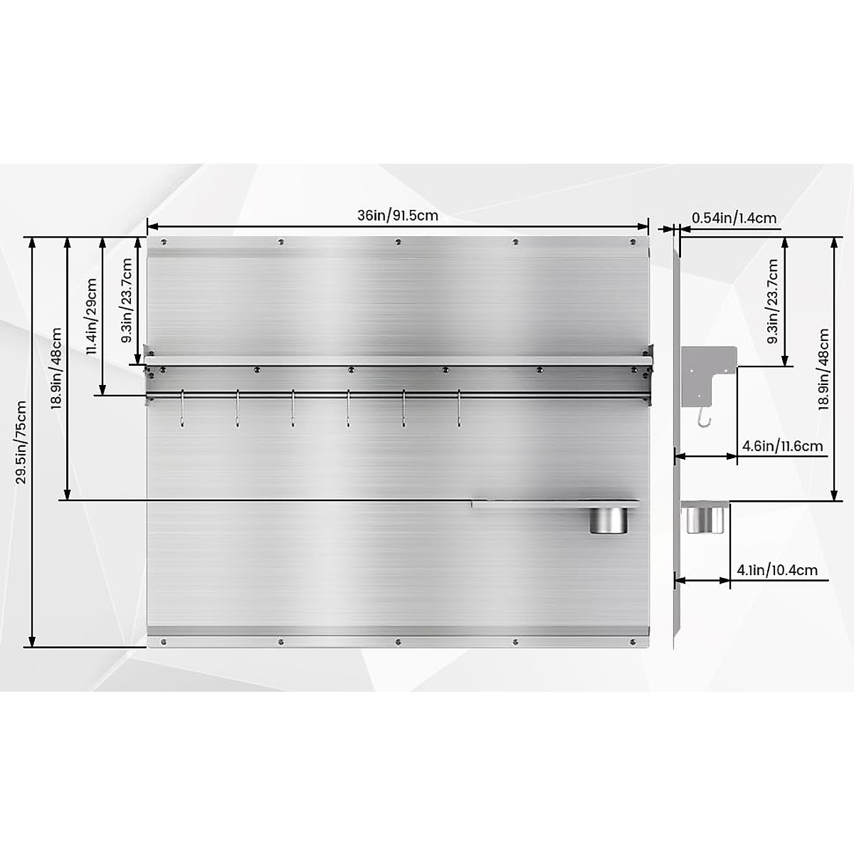 VENFAN Range Backsplash, 36 x 30 Inch Wall-Mounted Stainless Steel Backsplash with Built-in Storage Shelf & Hanging Rack, Stainless Steel Backsplash for Stove Easy Installation