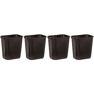 Rubbermaid Commercial Rubbermaid 295600BK Deskside Plastic Wastebasket, Rectangular, 7 gal, Black (4)