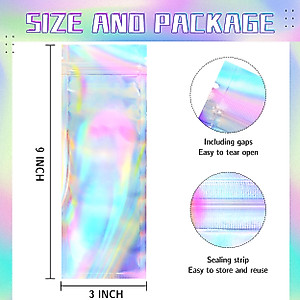 NPLUX Holographic Mylar Bags Resealable Smell Proof Bags for lip gloss, Jewelry, Lash Candy and More - Small Business Packaging Supplies(100PACK, 3x9INCH)