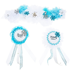 LUOZZY Blue Maternity Sash Mom to Be & Daddy to Be Corsage Pin Baby Shower Button Pregnancy Sash Gender Reveal Souvenir Supplies