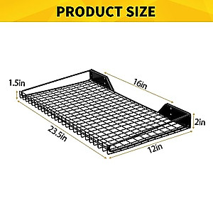 TNINE Garage Wall Shelving, 2-Pack Heavy Duty Black Metal Wall Mounted Shelves Suitable for Shop, Shed, Garage Storage