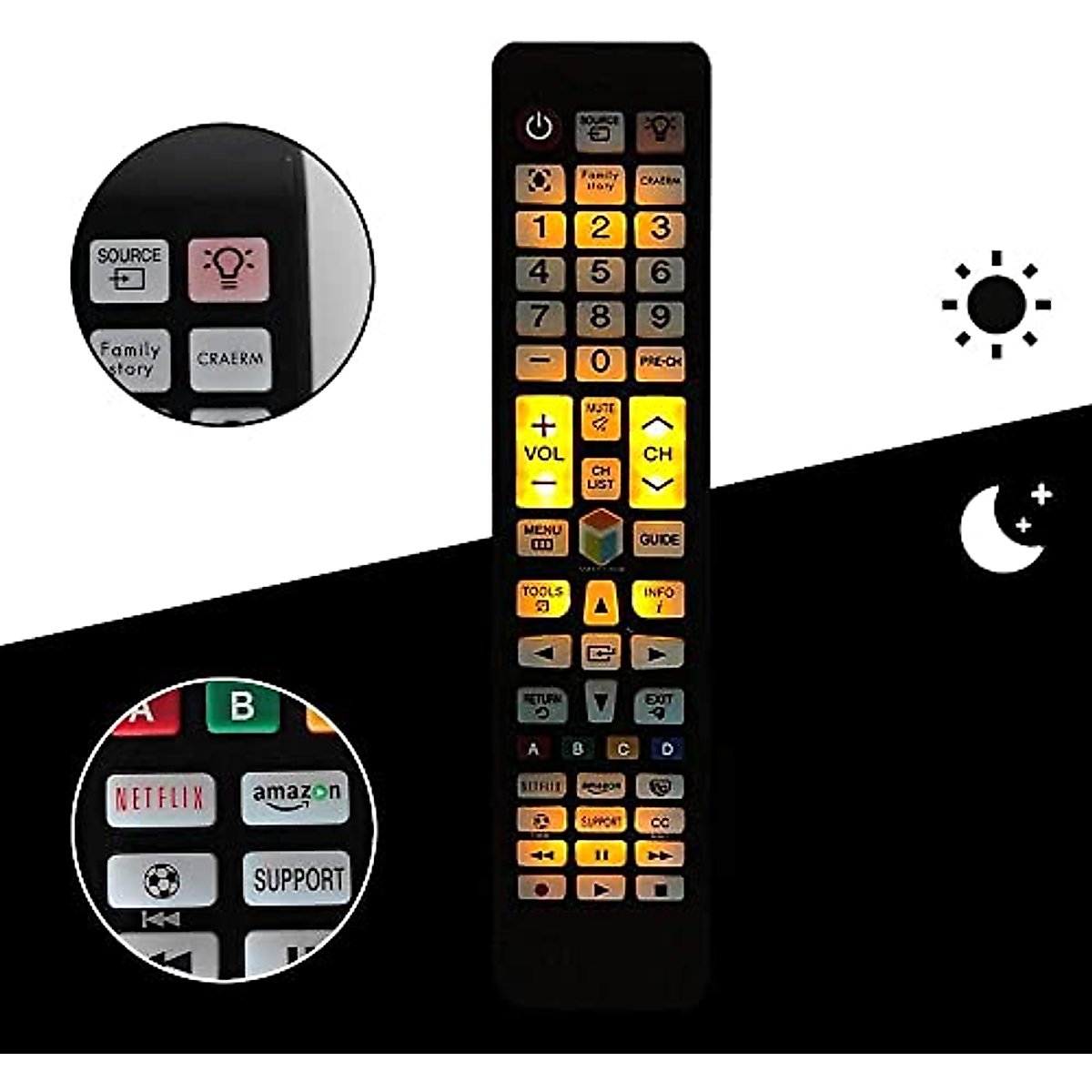 Riry Replacement Universal Samsung TV Remotes Compatible with All of Samsung Remote Control for Smart TV LCD LED HD TV with Backlight-NO Setup Required Universal Remote