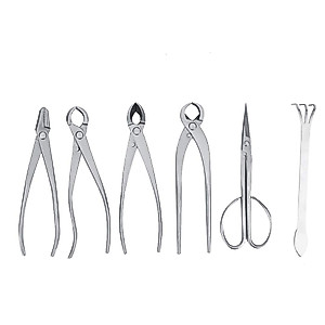 Bonsai Tool Set, 6 Pieces Bonsai Bonsai Tree Tool Kit Stainless Steel with Storage Bag Starter Trimming Care Kit Garden Cutting Tools for Loosen Soil Cutting Leaves