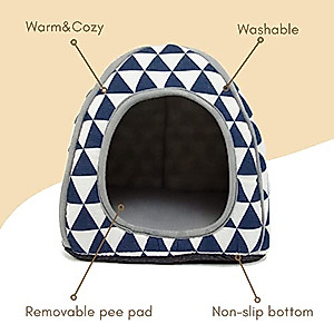 TiereCare Guinea Pig Hideout Bunny Bed Hamster House Cozy Guinea Pig Cage Accessories Rabbit Habitat Hide-Out for Hedgehog Small Animal Supplies(Blue)