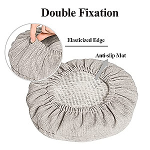 baibu Set of 2 Stool Covers Round, Super Soft Round Bar Stool Cushion Covers Seat Cushion - 2 Cushions Only (Beige, 14" (35 cm))