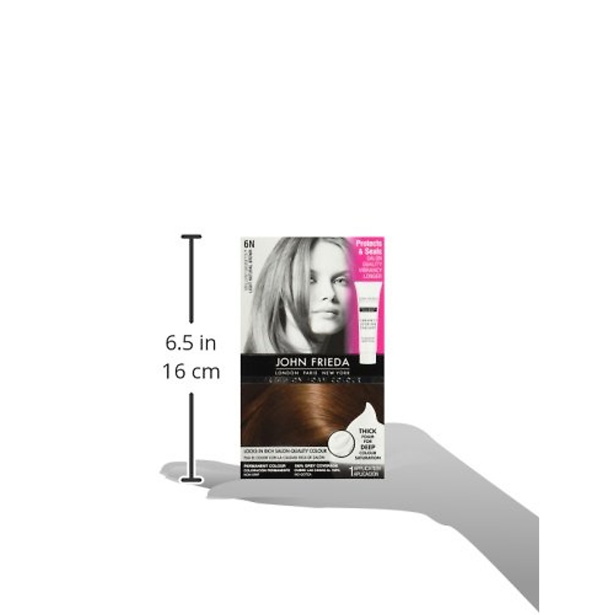 John Frieda Precision Foam Color, Light Natural Brown 6N, Full-coverage Hair Color Kit, with Thick Foam for Deep Color Saturation