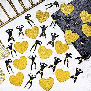400 Pcs Male Dancers Strippers Glitter Table Confetti Stripper Pole Dancer Decorations Bachelorette Fiesta Party Confetti Black and Gold Glitter Fiesta Confetti Bridal Shower Decor for Party Favors