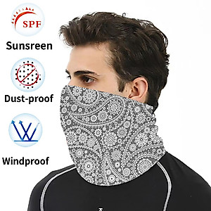 MOXBEST Neck Gaiter Mask Face Scarf Bandana Tube Cover Headwear Balaclava Headband Headwrap for Men and Women (12-Paisely A)