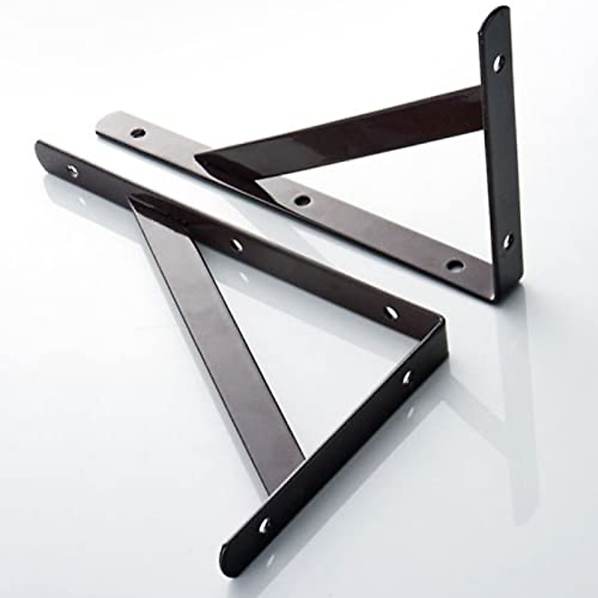 Heavy Duty Shelf Brackets, 8 in X 5 in Wall Mount L Steel Bracket for Floating Shelf, Black, 4Pack