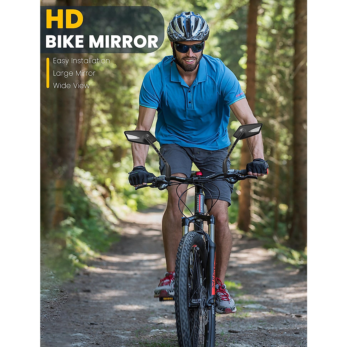 ROTOPATA Bike Mirror Handlebar Mount 1 Pair, 360° Adjustable HD Scratch Resistant Glass Lens, Safe E-Bike Mirror, 21-32mm Handlebar, Bicycle Mirrors Accessories for Ebike Mountain Road Bike Scooter