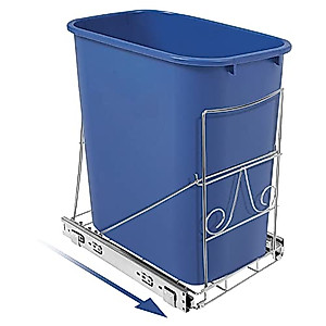 Pull Out Adjustable Under Cabinet Trash Can Pull Out Slider Slide Shelf for Kitchen Sink, Fit for Most 7-11 Gallon Garbage Can - Trash Can Not Included