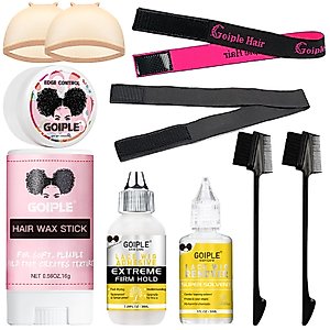 Wig Glue 1.28OZ, Waterproof Lace Front Wig Glue for Wigs with Tools and Hair Wax Stick (Wig Glue/Wig Glue Remover/Hair Wax Stick/Edge Control Wax/Elastic Band/Hair Dual Drush/Wig Caps)