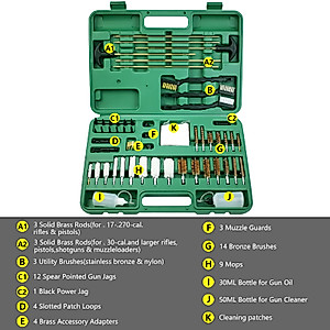 Universal Gun Cleaning Kit for .223 5.56 .308 7.62 .410 Cal,Rifle Cleaning Kit for Hunting Handgun Shotgun Pistol All Guns