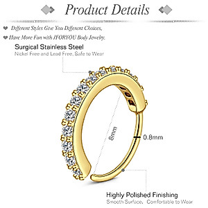 JFORYOU Nose Rings Hoop 20G Nose Rings Studs Surgical Steel L Shape Nose Studs for Women CZ Heart Moon Butterfly Snake Gold Tone Nose Piercings Jewelry