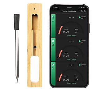 Wireless Meat Thermometer, Smart Bluetooth Meat Thermometer with 165ft Wireless Range, Food Thermometer for Grill, Oven, BBQ, Kitchen, Smoker, Air Fryer, Rotisserie (1 Probe)
