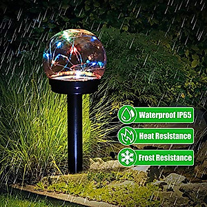 AMWGIMI Solar Lights Pathway Outdoor Solar Garde Stake LED Colour Changing Globe Garden Lights Decorative Yard Art Waterproof for Yard Patio Walkway Landscape (4 Pack)