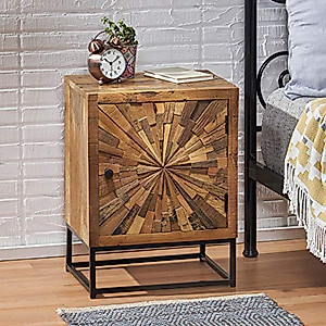 Christopher Knight Home Gatsby Boho Wooden Night Stand, Natural, Black