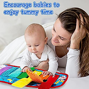 Inbeby Tummy Time Mirror Toy & Baby Mirror Toys, Black and White High Contrast Baby Newborn Toys 0 3 6 Months Brain Development, Sensory Texture Piano Infant Toys 0 3 6 Months with Squeaker