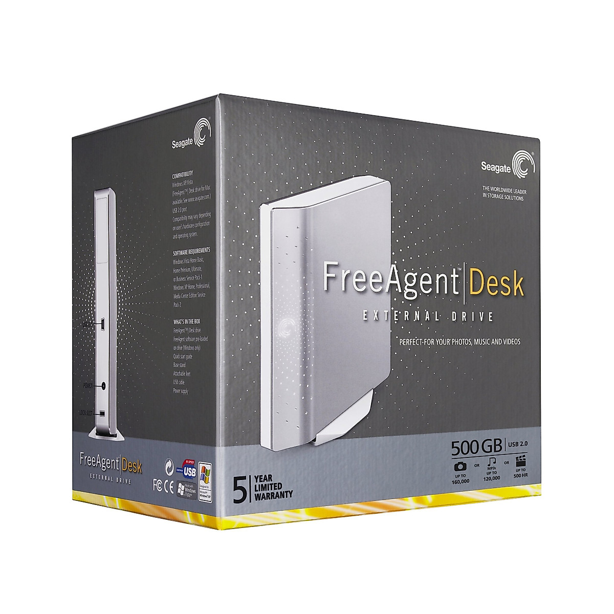 Seagate FreeAgent Desk 500 GB External Hard Drive - Silver (ST305004FDA2E1-RK)