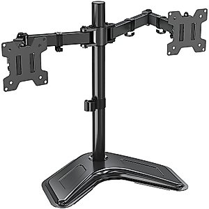MOUNT PRO Dual Monitor Mount, Free-Standing Monitor Stand for 2 Monitors fit 13-27” Screen, Monitor Arm holds Max 17.6lbs, Monitor Desk Mount with Height Adjustable, Swivel, VESA Mount 75x75 100x100