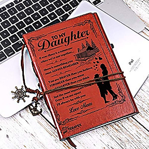 To My Daughter Leather Writing Journal from Mom - Christmas Gift Ideas 2019 - Drawing Sketch Book Travel Diary Refillable Notebook Birthday Wedding Graduation Back to School Gift from Mom to Daughter