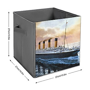 Retro Titanic Famous Old Historic Foldable Storage Bins with Handles Storage Cubes Reusable Closet Organizer for Home Office