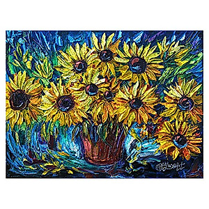 Americanflat 500 Piece Sunflower Puzzle, 18x24 Inches, Sunflowers Art by Olena Art