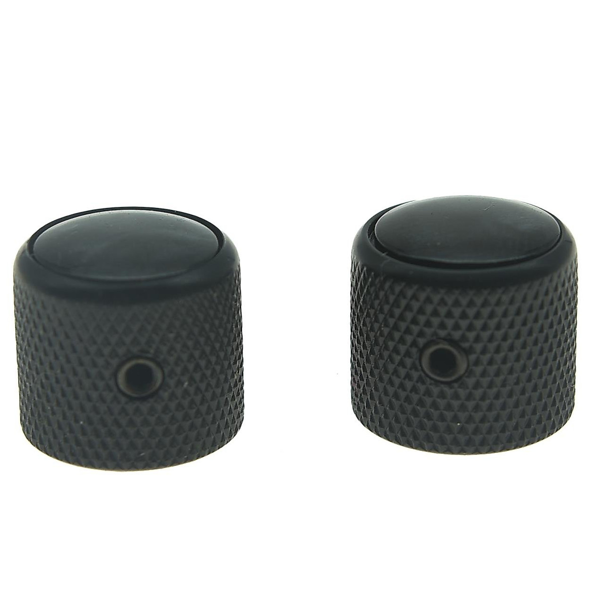 KAISH Set of 2 Black Pearl Top Guitar Dome Knobs with Set Screw for Tele Guitars Black Pearl Cap Bass Black Knobs