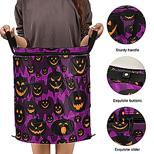 Halloween Jack Lantern Pumpkin Pop Up Laundry Hamper with Lid Foldable Storage Basket Collapsible Laundry Bag for Camping Picnics Bathroom