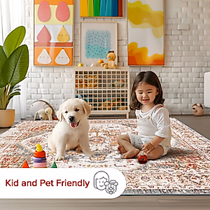 nuLOOM Performance Oriental Style Area Rug, Vintage Design, Durable, Easy to Clean, Justine Beige, 3' x 12'