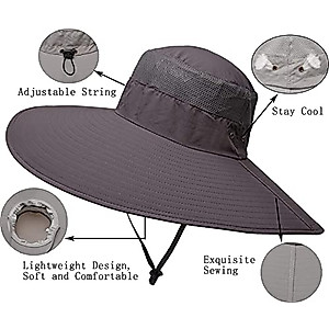 Leotruny Super Wide Brim Bucket Hat UPF50+ Waterproof Sun Hat for Fishing Hiking Camping (C02-Dark Gray)