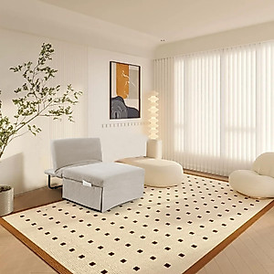 Dithoko 4-in-1 Single Convertible Chair Bed, Corduroy Sleeper Sofa Chair Bed with Reclining Backrest, Multi-Functional Lounge Couch Chair for Living Room Bedroom Apartment, White