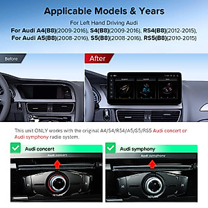 XTRONS 12.3 Inch Android 13 Car Stereo for Audi A4 S4 RS4 A5 S5 RS5 B8, IPS Touch Screen 4+64GB Global 4G Car Radio GPS Navigation Support Wireless Car Play Android Auto