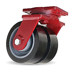Hamilton Extra Heavy Duty Dual Wheel Caster - 8"Dia.X3"W Wheel - 7000-Lb. Capacity - Duralast Xc Polyurethane Wheel - Tapered Bearing - Swivel - Black