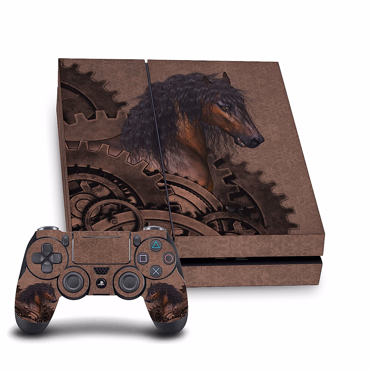 Head Case Designs Officially Licensed Simone Gatterwe Mechanical Gear Steampunk Horse Vinyl Sticker Gaming Skin Decal Compatible with Sony Playstation 4 PS4 Console and DualShock 4 Controller Bundle