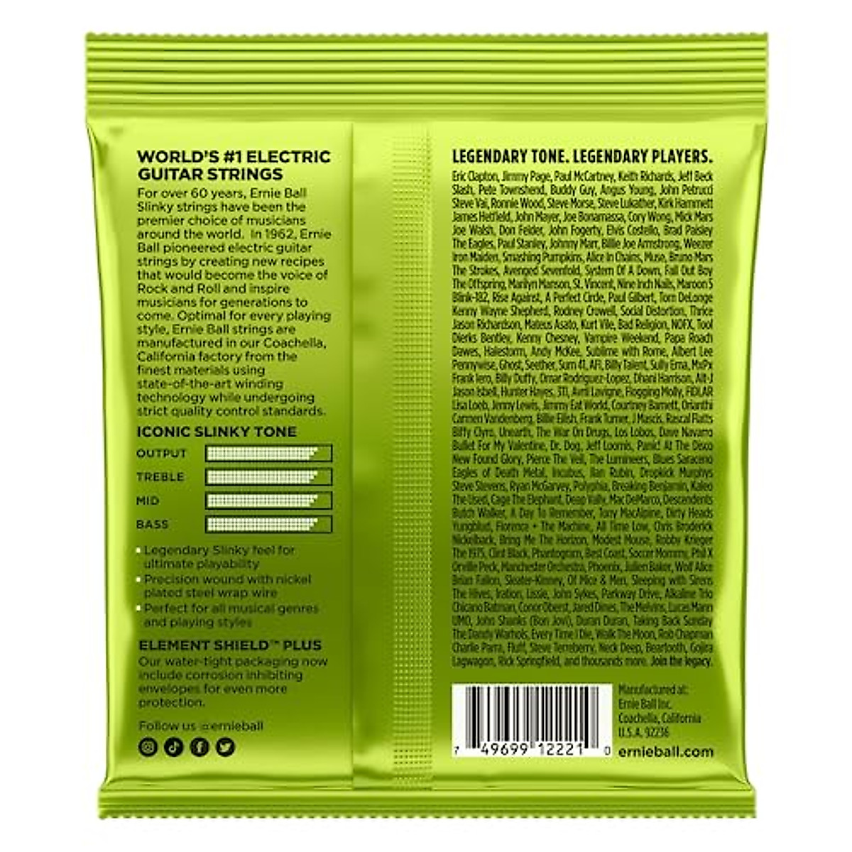 Ernie Ball Regular Slinky Nickel Wound Electric Guitar Strings, 10-46 Gauge (P02221)