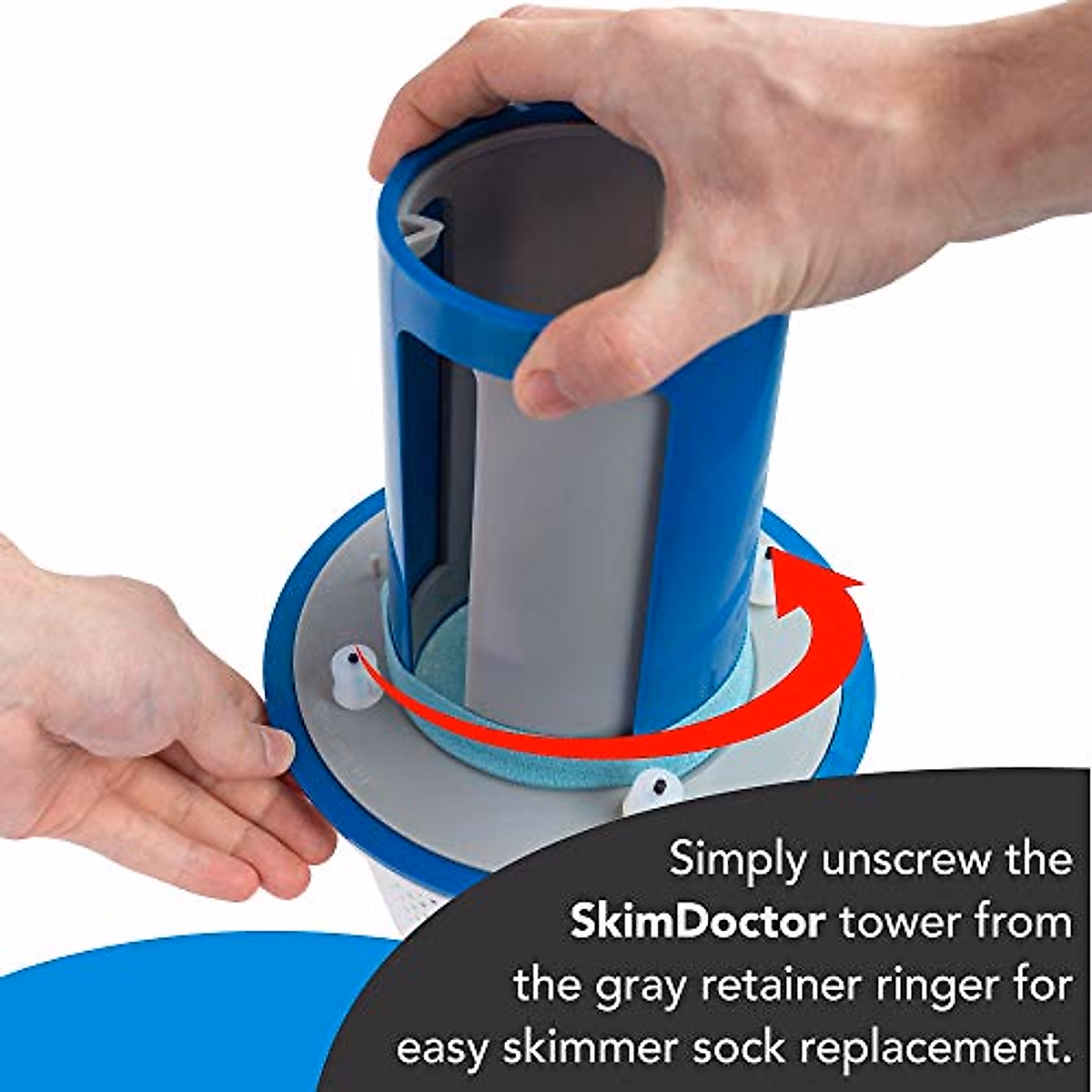 SkimDoctor 2.0 Pool Skimmer Basket Turbocharger With Non-corrosive Fittings | Includes Skimmer Sock For Easy Debris Removal | Fits Most Commercial Inground Pool Baskets | Decreases Pool Cleaning Times