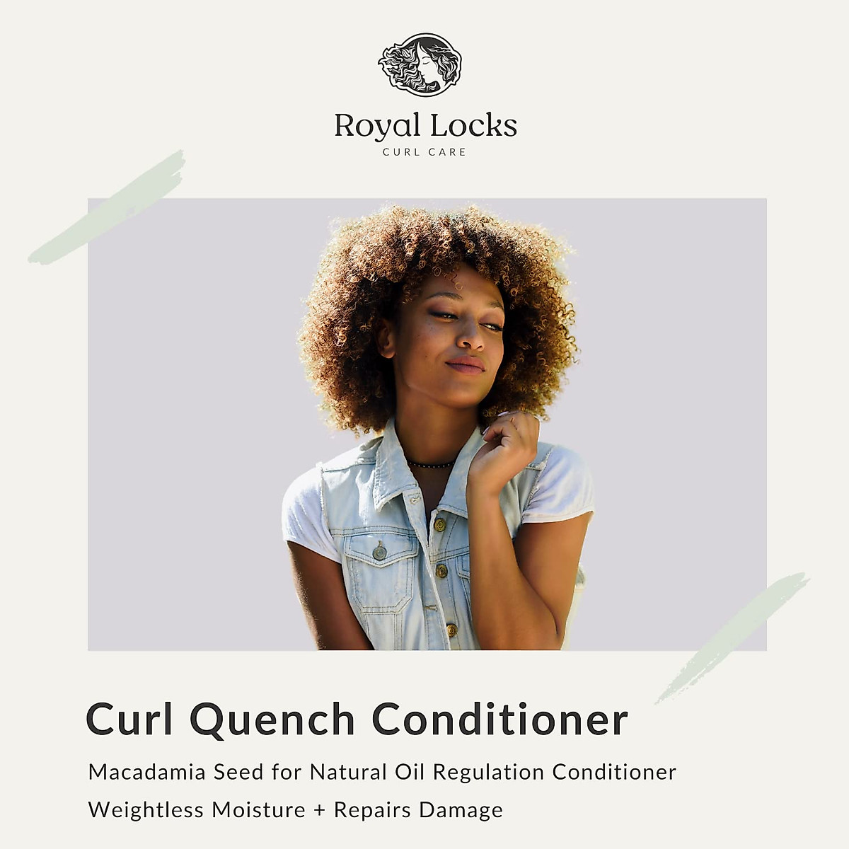 Royal Locks Curl Quench Conditioner - Curly Hair Conditioner with Argan Oil, Lightweight Moisture & Hydration (12 Fl Oz)